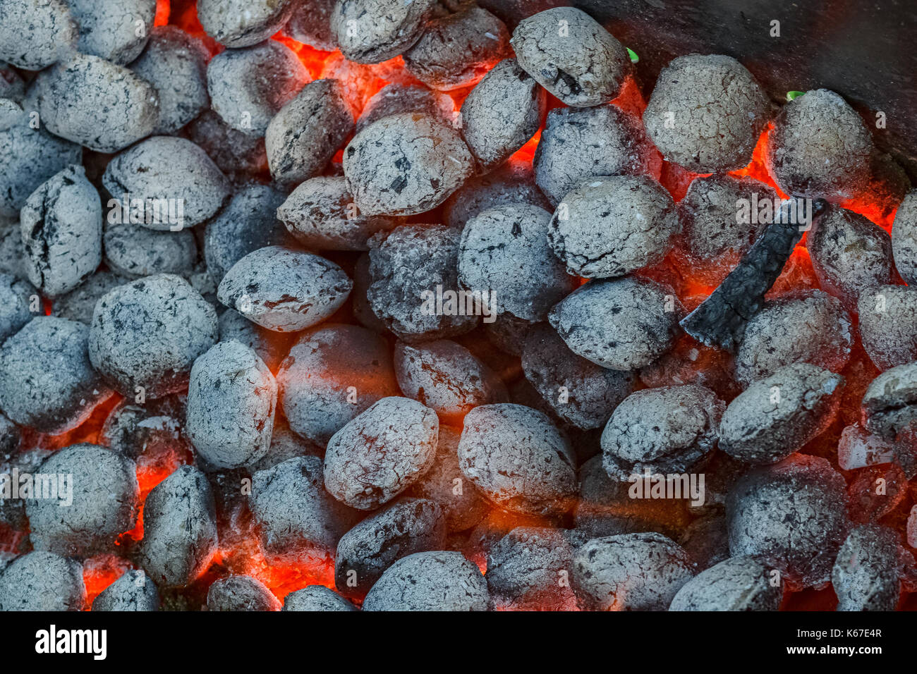 Hot flamed barbecue coal in a grill at summer party Stock Photo - Alamy
