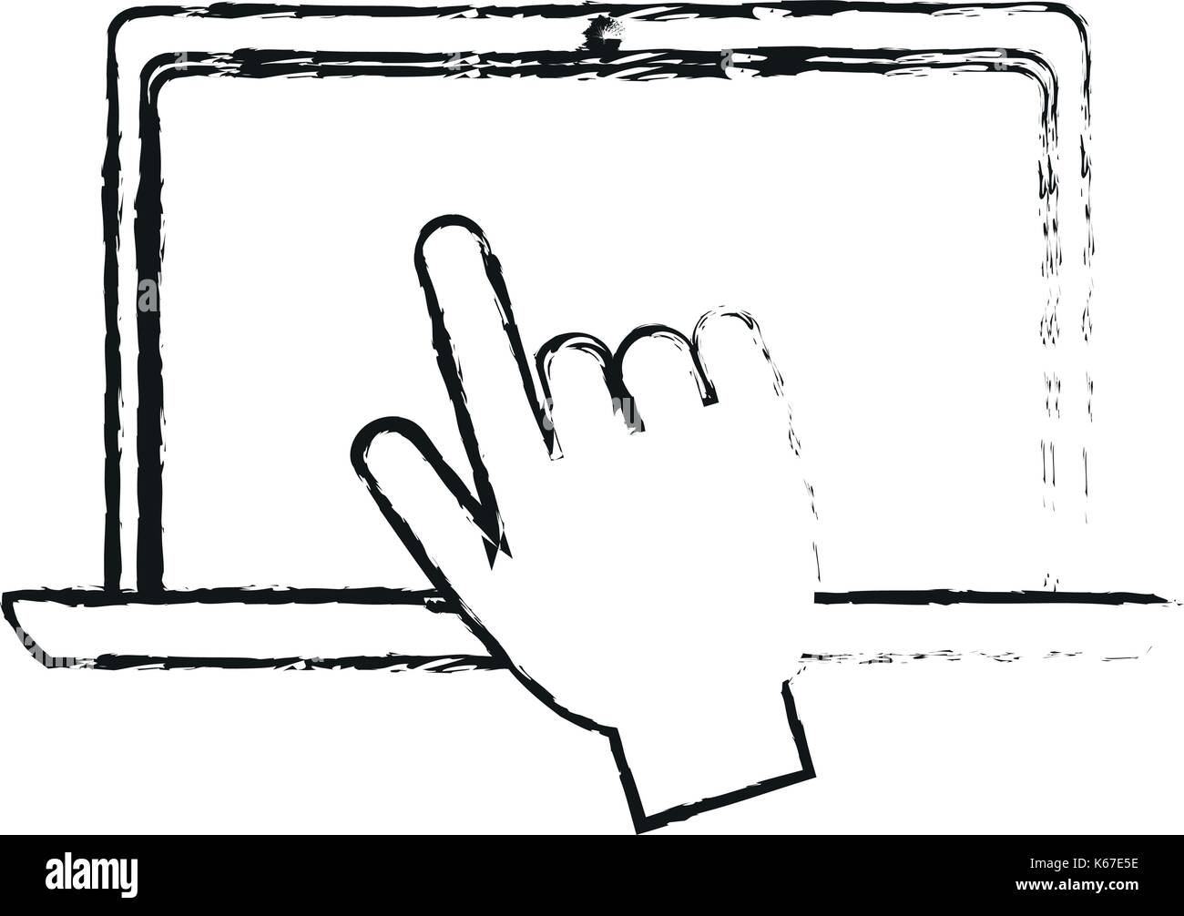 big hand cursor laptop computer frontview icon image Stock Vector Image ...