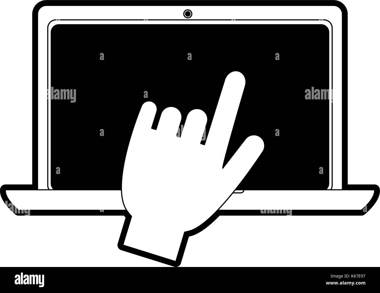 big hand cursor laptop computer frontview icon image Stock Vector Image ...