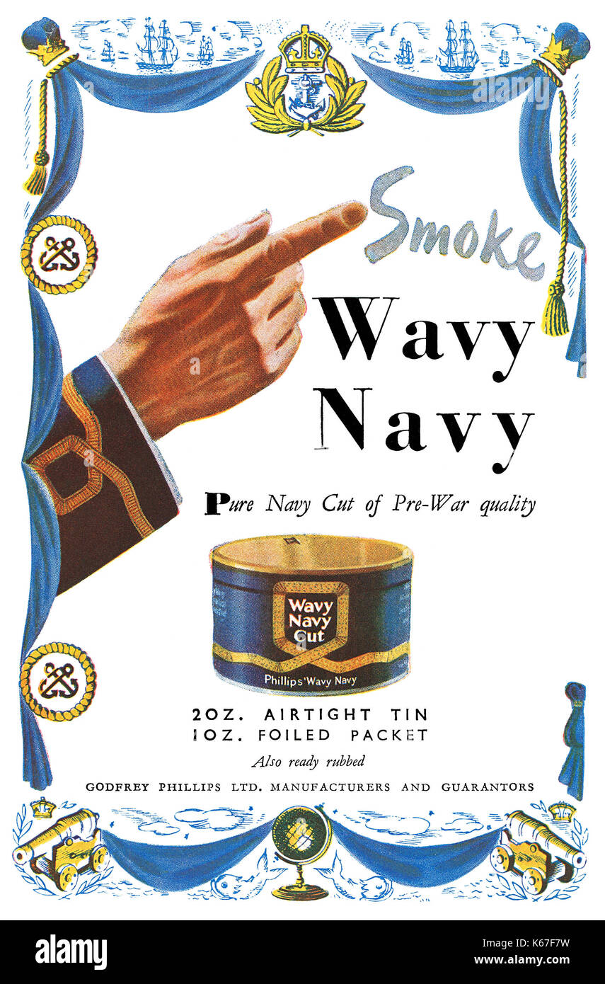 1948 British advertisement for Wavy Navy tobacco Stock Photo - Alamy