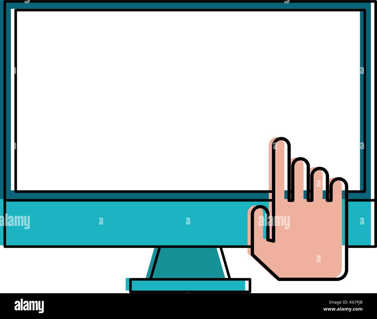 computer monitor with hand cursor icon image Stock Vector Image & Art ...