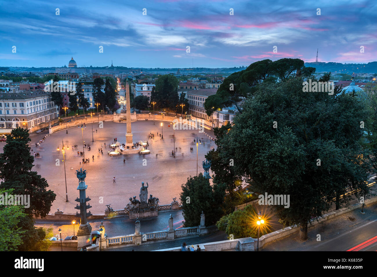 Piazza del Popolo seen from Terrazza del Pincio, Rome, Lazio, Italy ...