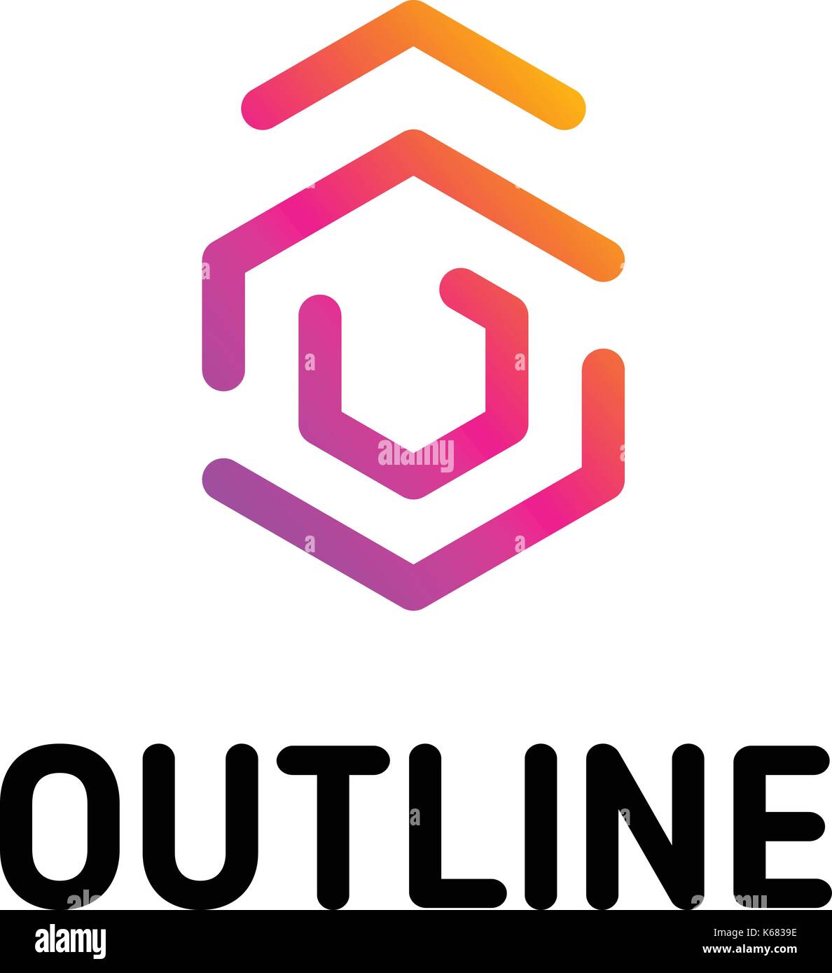 Isolated line art arrow up logo template. Abstract linear logotype ...