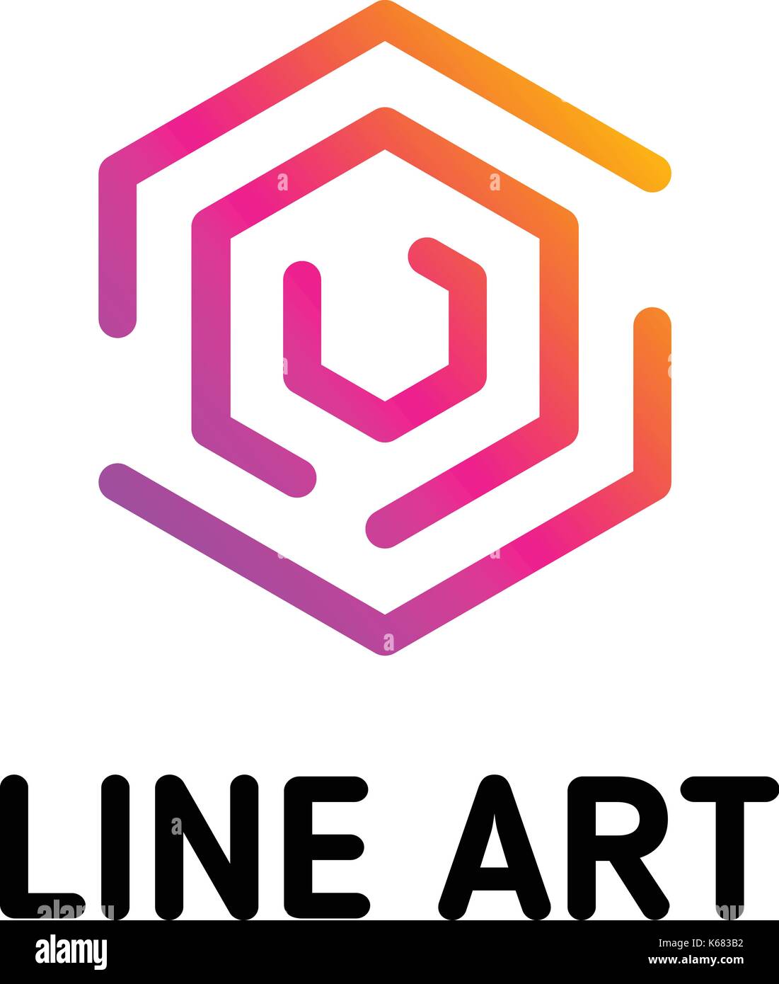 Isolated line art logo template. Abstract linear logotype. Colorful ...