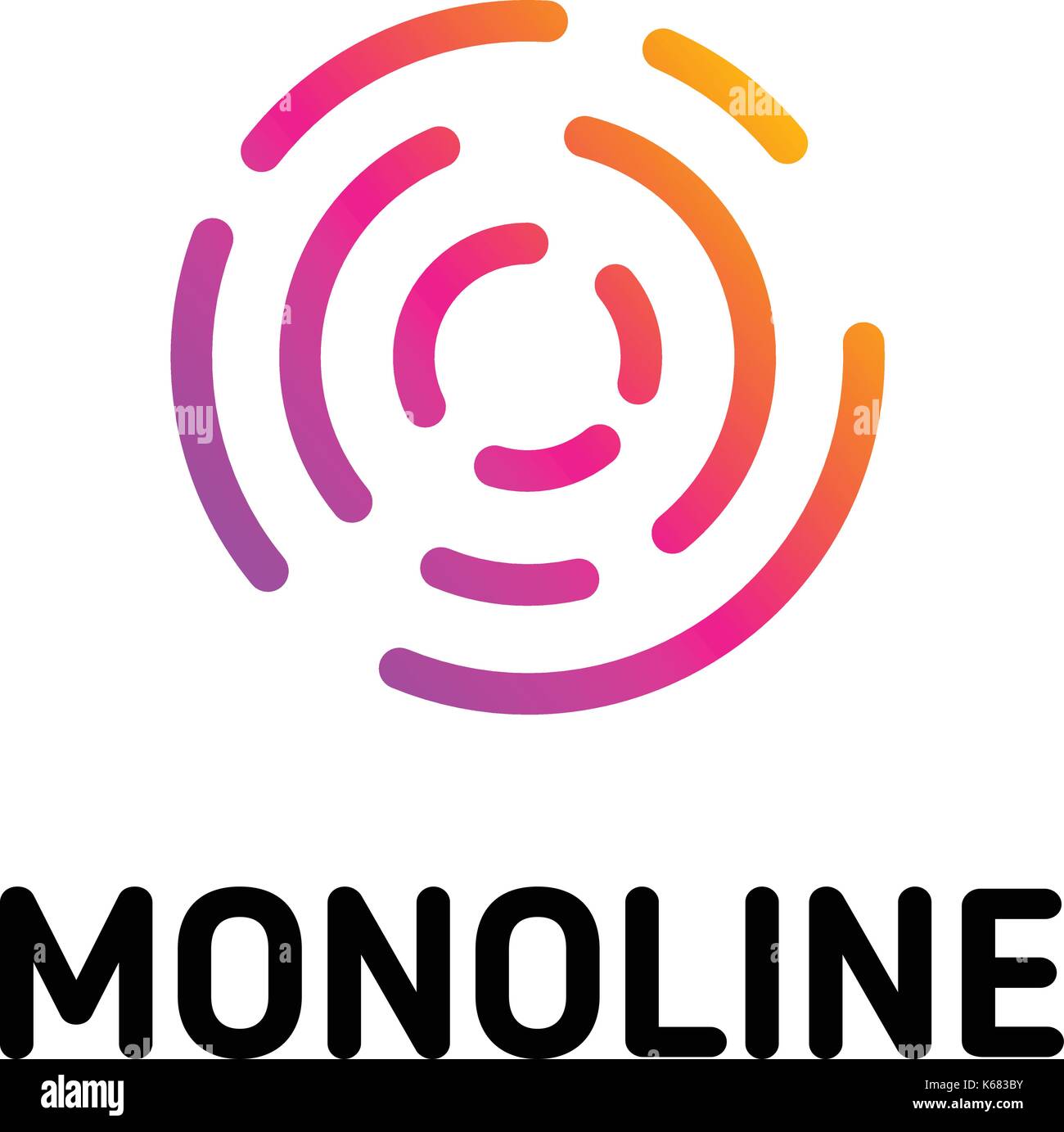 Isolated dotted line art logo template. Abstract linear logotype ...