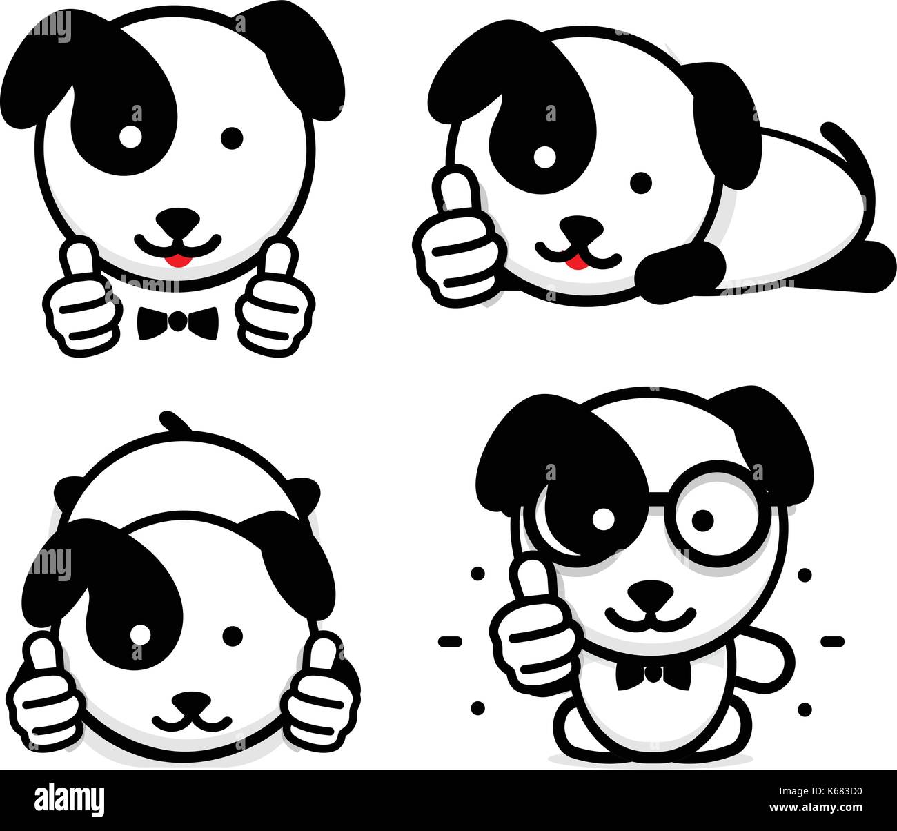 Dogies like. Isolated Puppies show their thumbs up. Simple Funny puppy ...