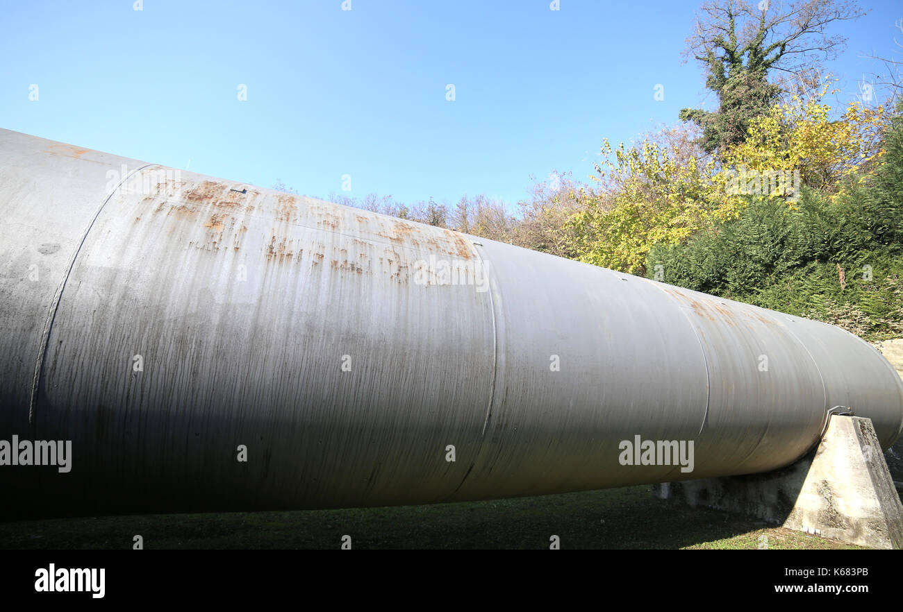 Huge gas storage tanks in an industrial area. Large cylinders are used ...