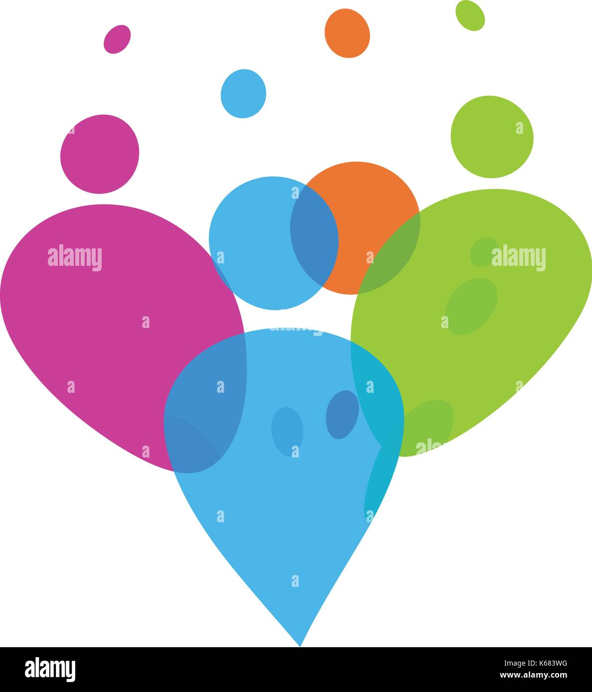 Colorful humans sillhouette sign. Celebrating people, abstract isolated ...