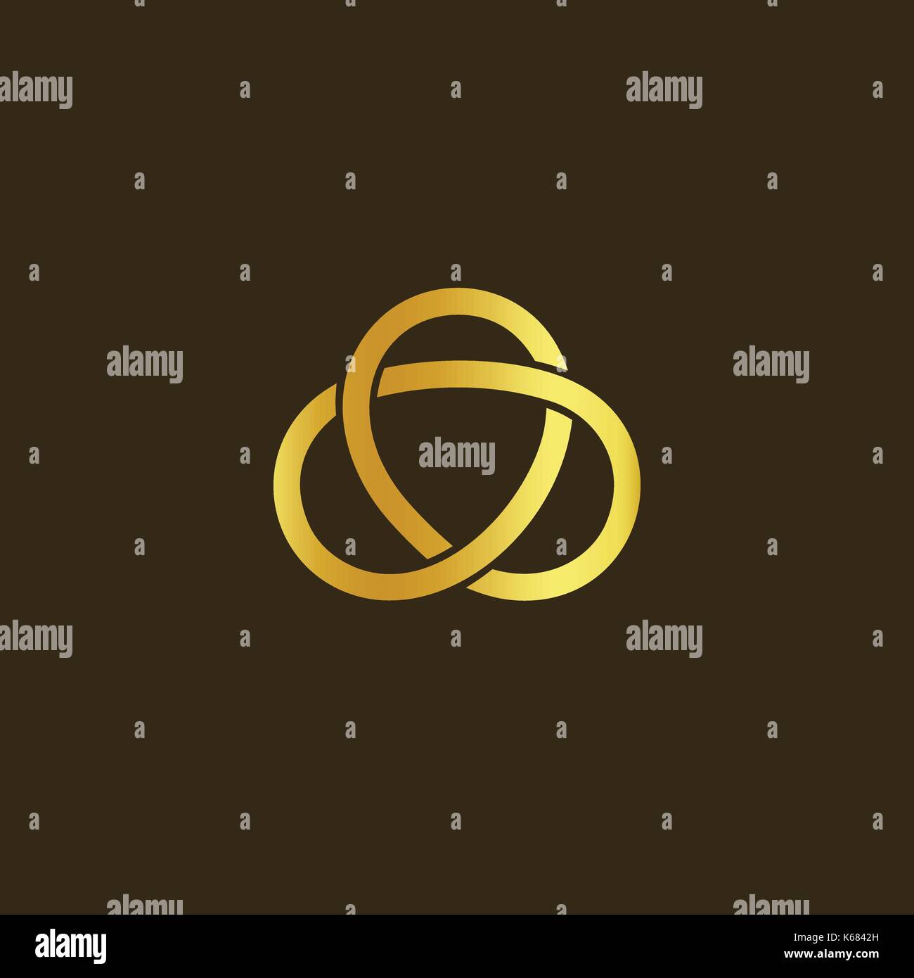 Science technology symbol. Gold knot of gold thread. Simple labyrinth ...
