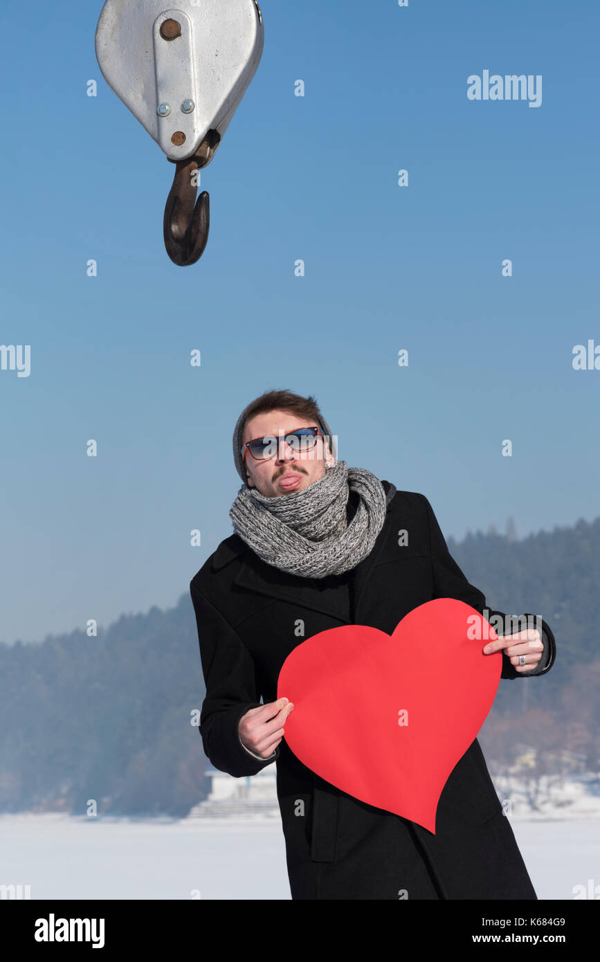 Valentines Heart Crane Hook Love Attract Stock Photo - Alamy