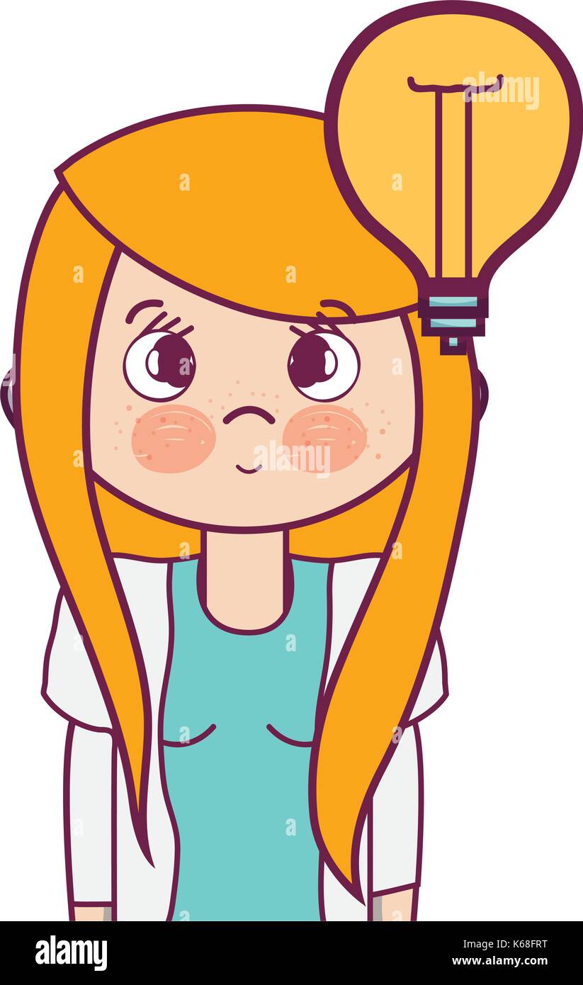 girl with bulb idea and hairstyle design Stock Vector Image & Art - Alamy