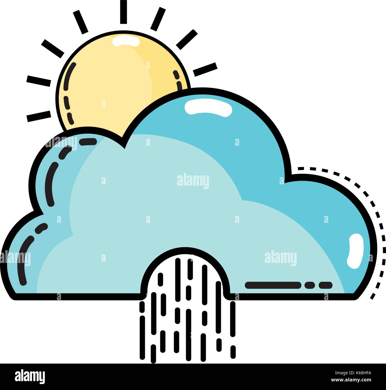 cute cloud with sun and raining natural weather Stock Vector Image ...