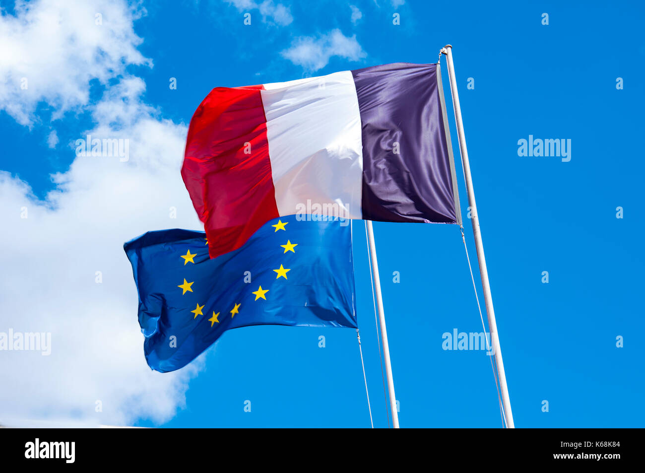 French and European union flags Stock Photo - Alamy