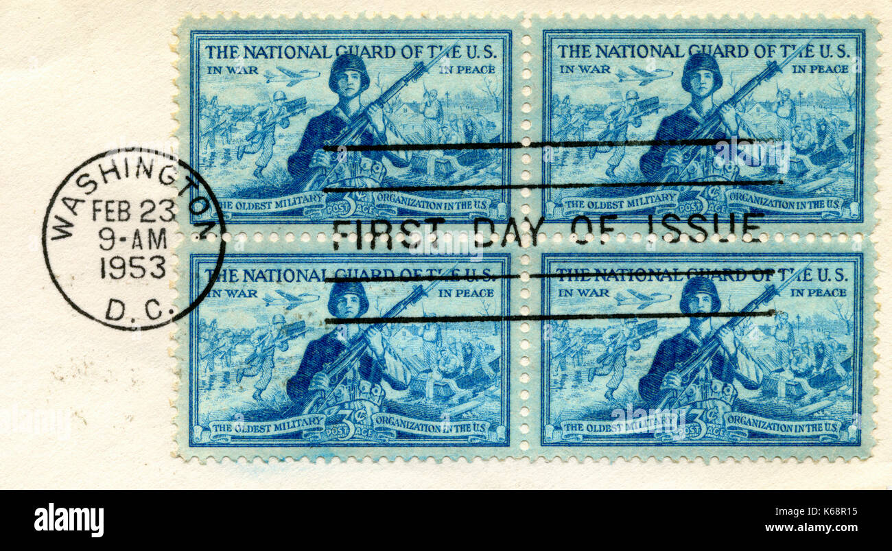 U.S. Postage Stamps commemorating the U.S. National Guard. Stamps are ...