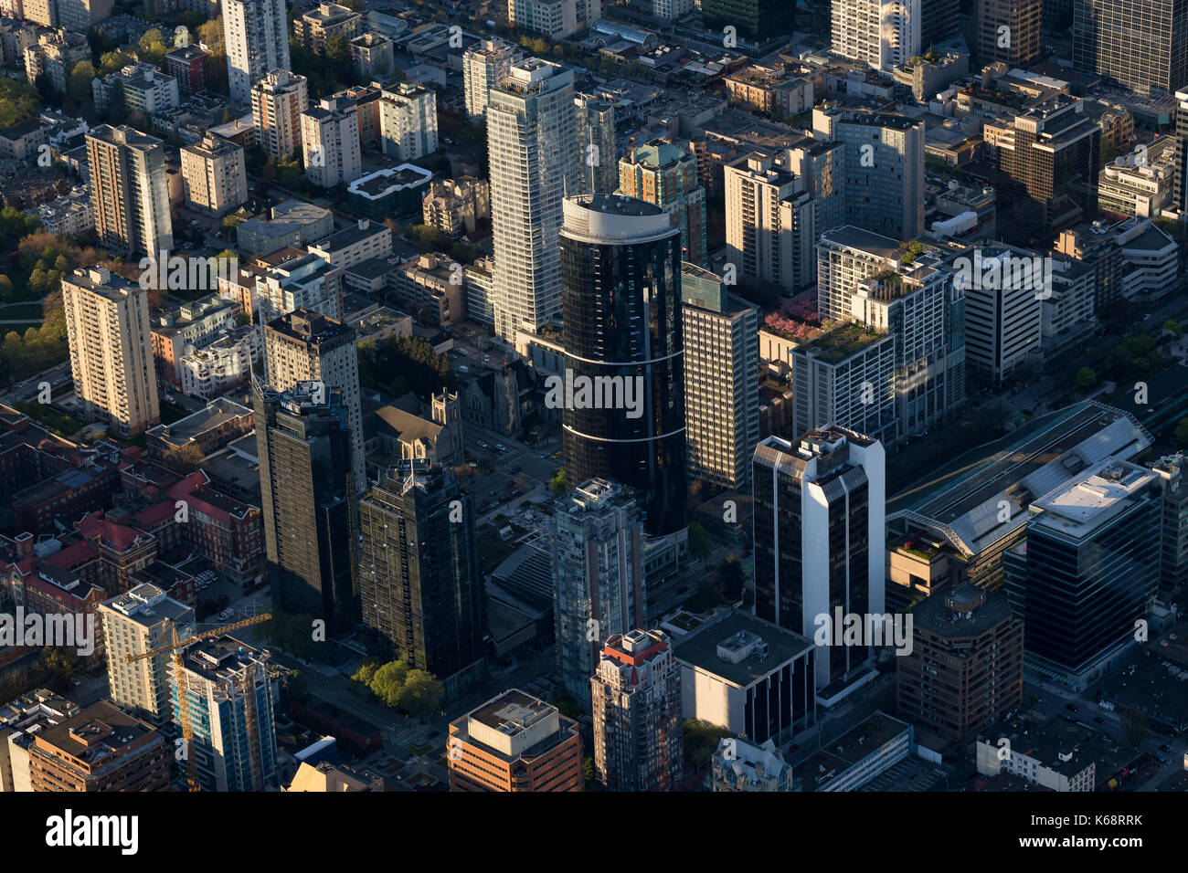 Downtown Vancouver Buildings viewed from an aerial perspective. Taken ...