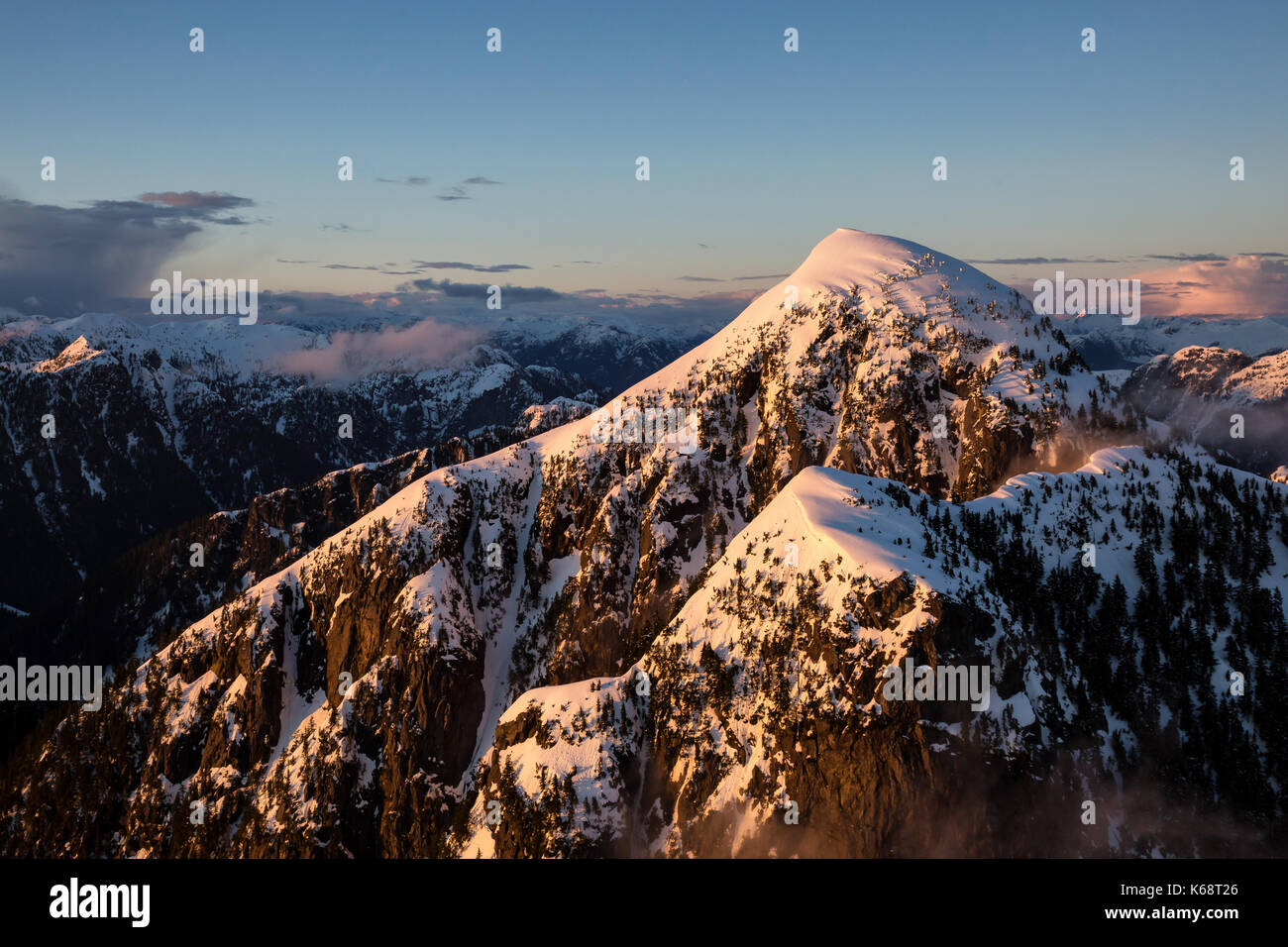Beautiful Aerial Landscape View of Coquitlam Mountain during a colorful ...