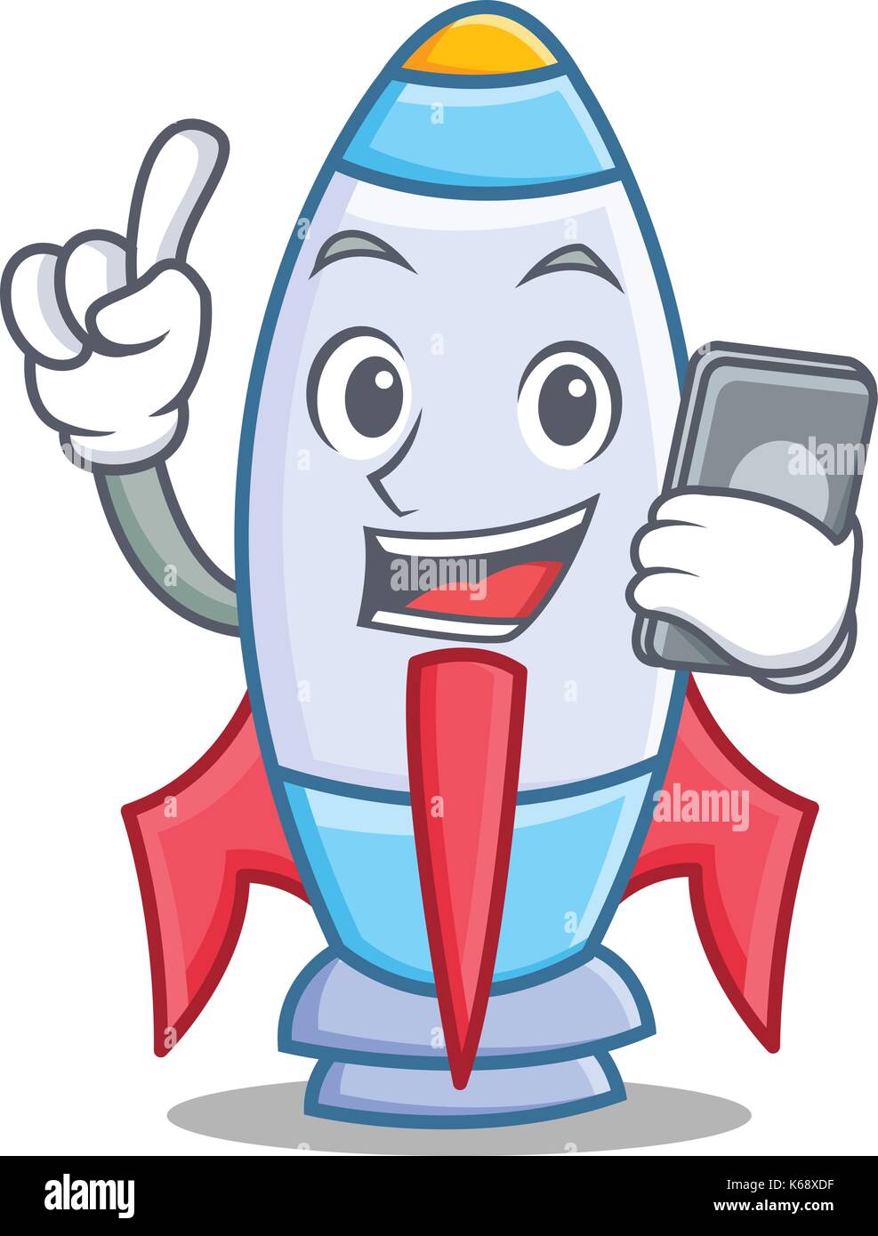 With phone cute rocket character cartoon Stock Vector Image & Art - Alamy