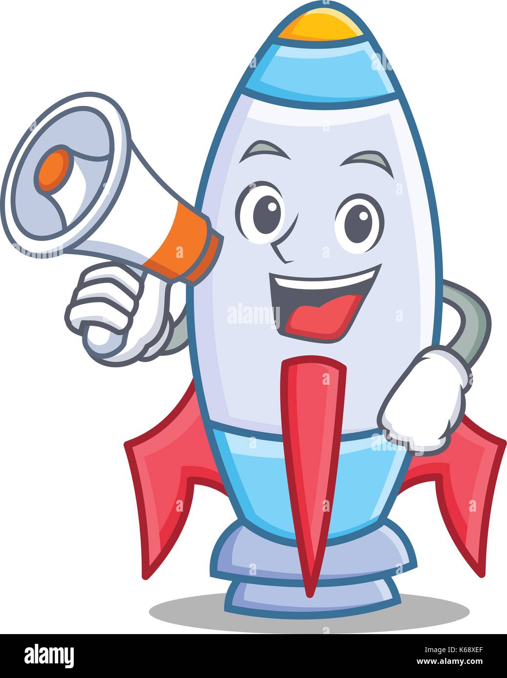 With megaphone cute rocket character cartoon Stock Vector Image & Art ...