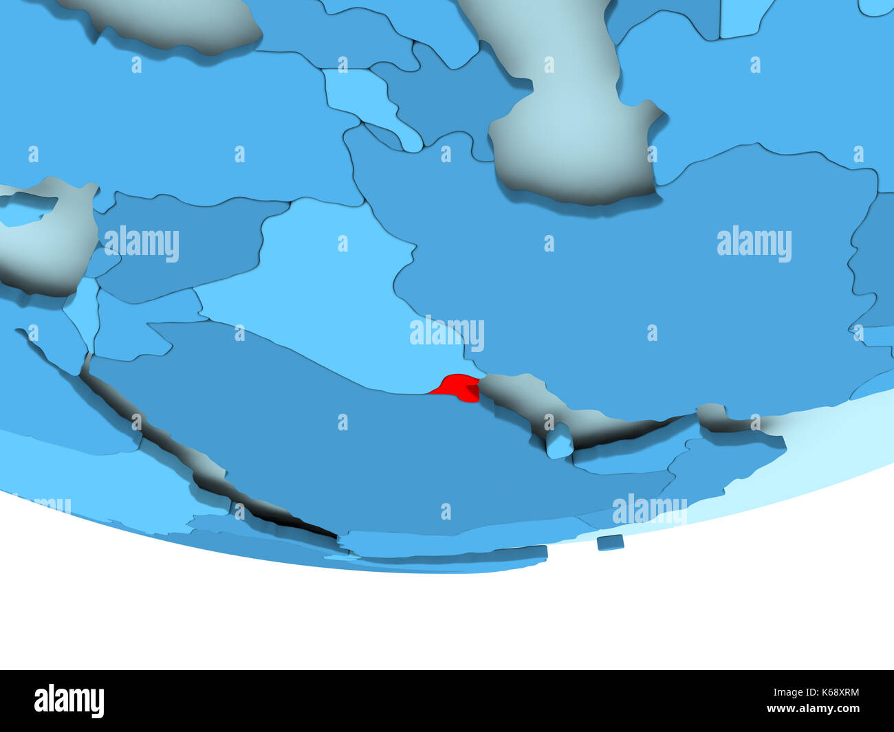 Illustration of Kuwait highlighted in red on blue globe. 3D ...