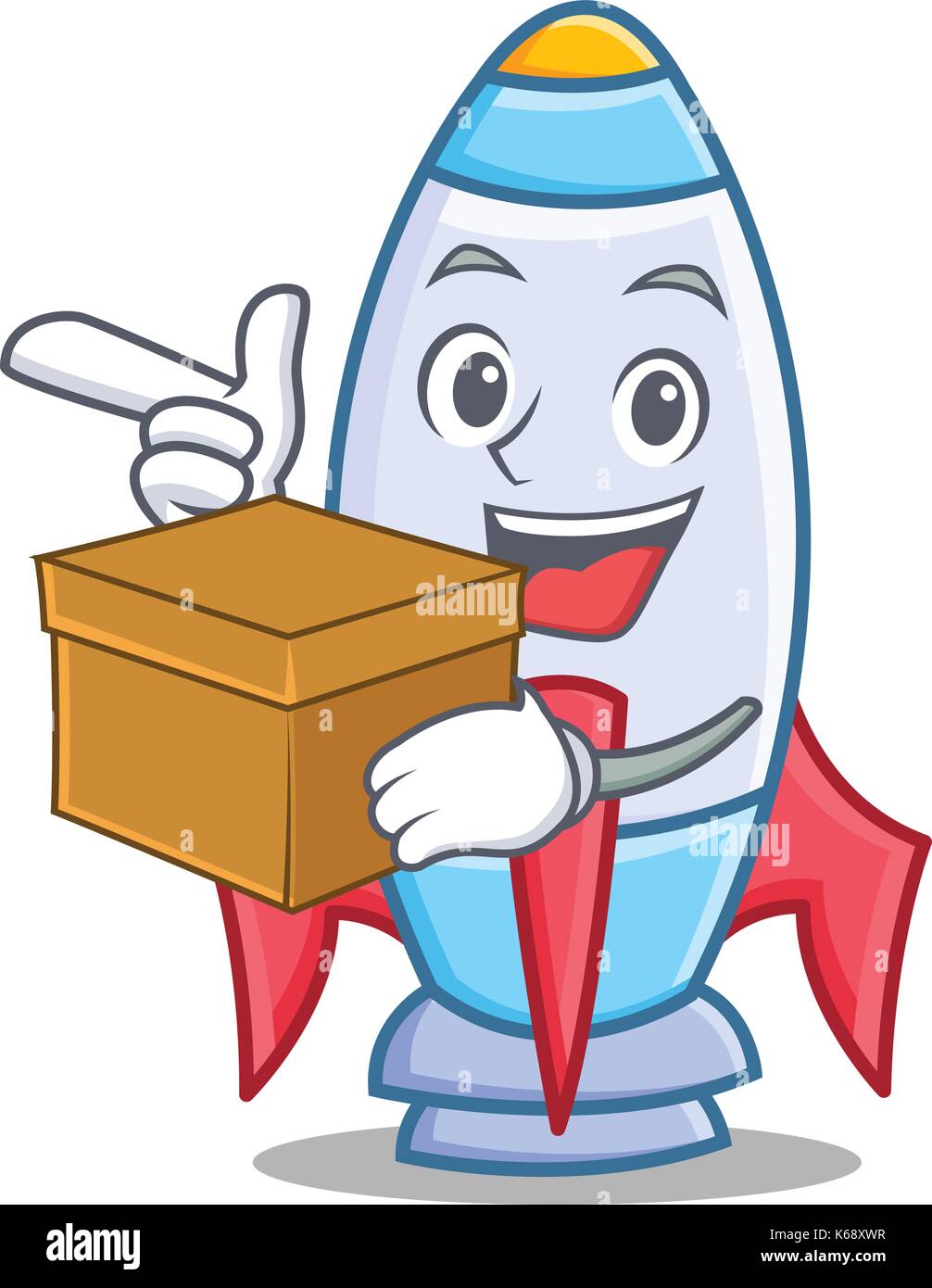 With box cute rocket character cartoon Stock Vector Image & Art - Alamy