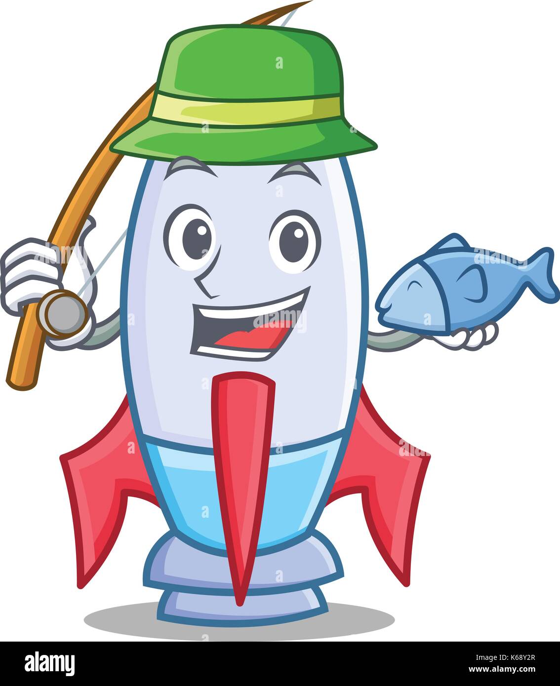 Fishing cute rocket character cartoon Stock Vector Image & Art - Alamy
