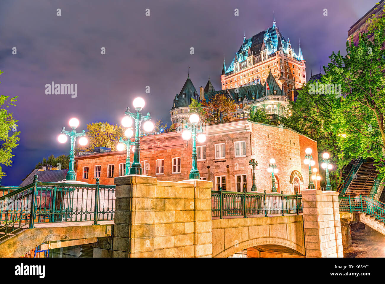 Quebec City, Canada - May 30, 2017: View of Porte Prescott bridge and ...