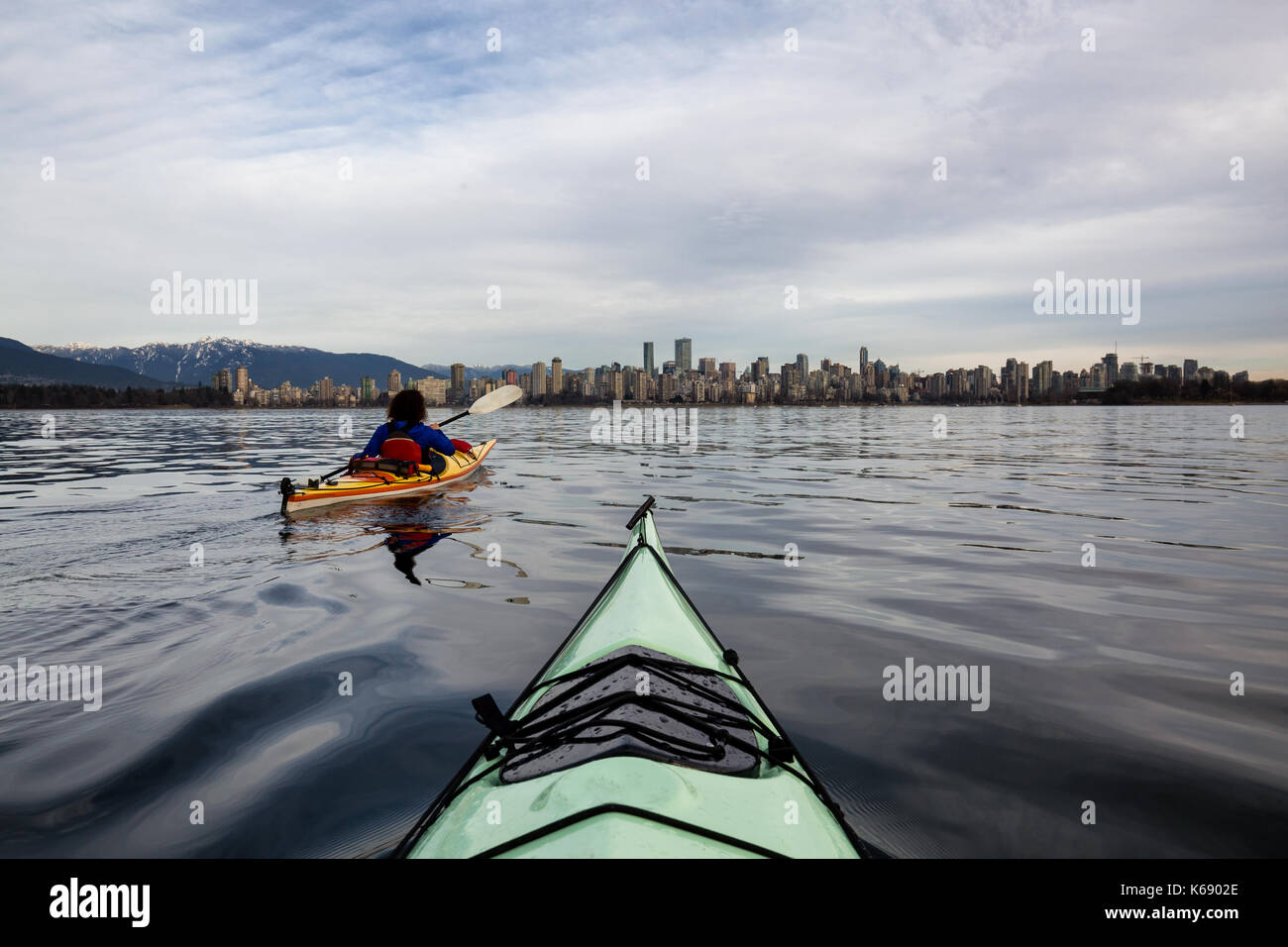 Kayaking around Kitsilano area with Downtown Vancouver Skyline, BC ...
