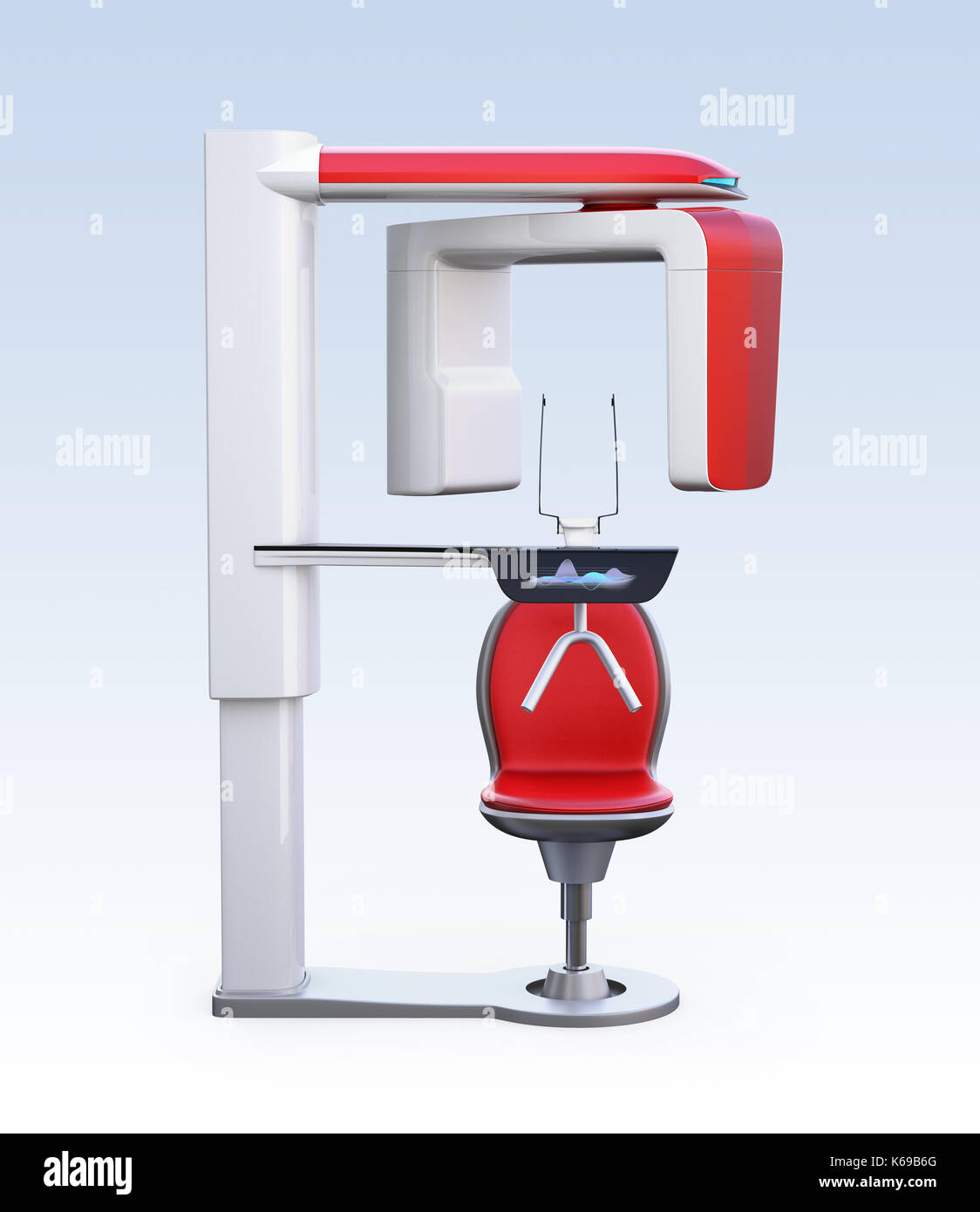 Dental 3D X-ray machine with patient chair isolated on gradient ...