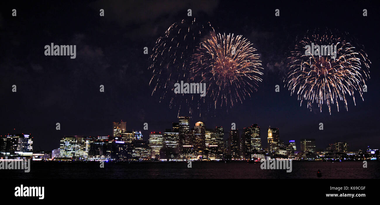 Fireworks explode over Boston Harbor on 08-31-17 as part of the 5th ...