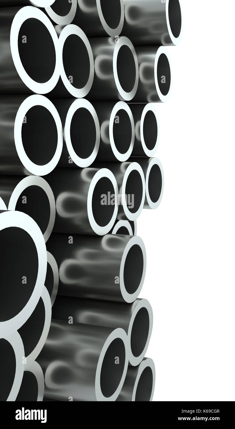 Stack of steel pipes. 3D Illustration Stock Photo - Alamy