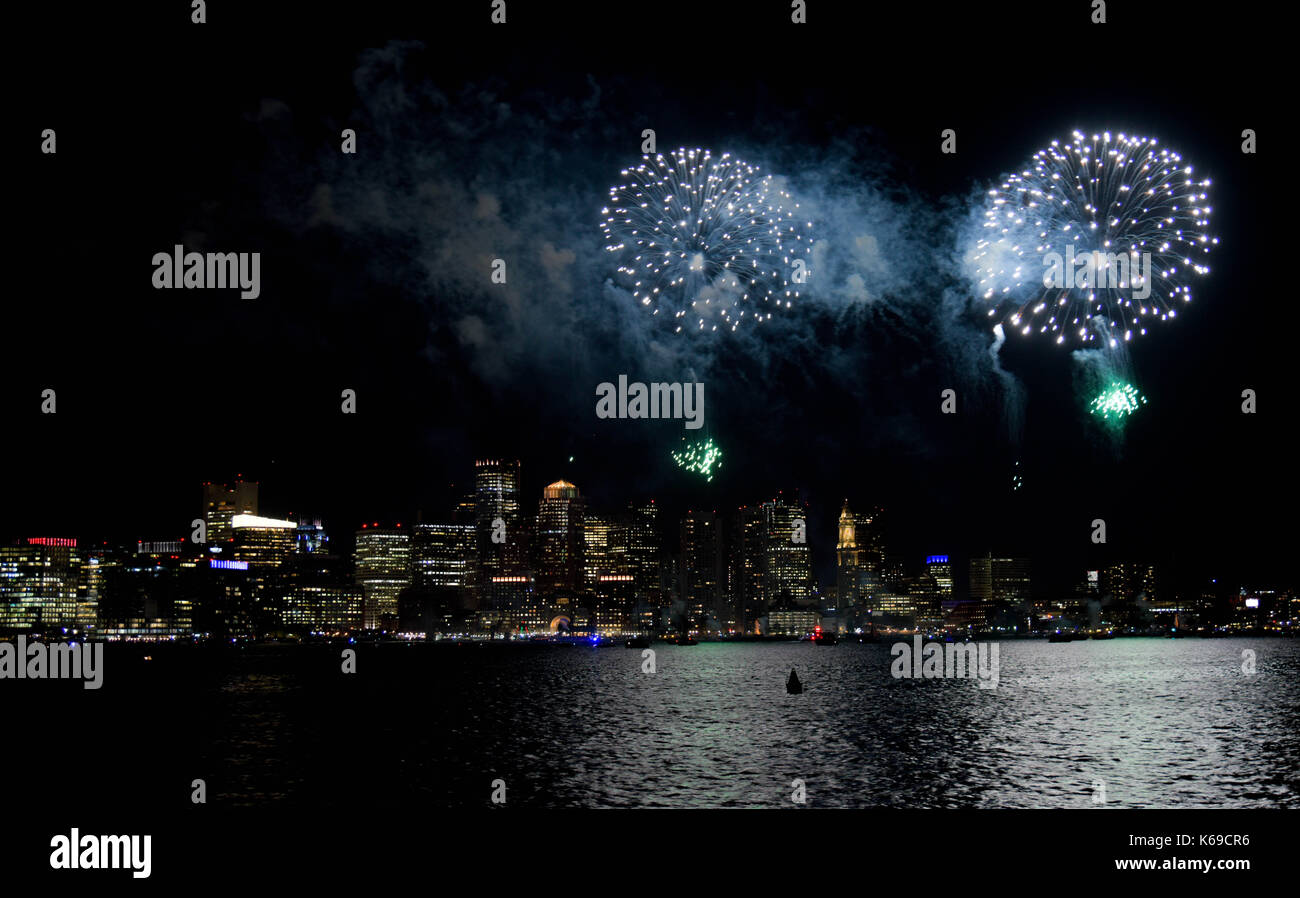 Fireworks explode over Boston Harbor on 08-31-17 as part of the 5th ...