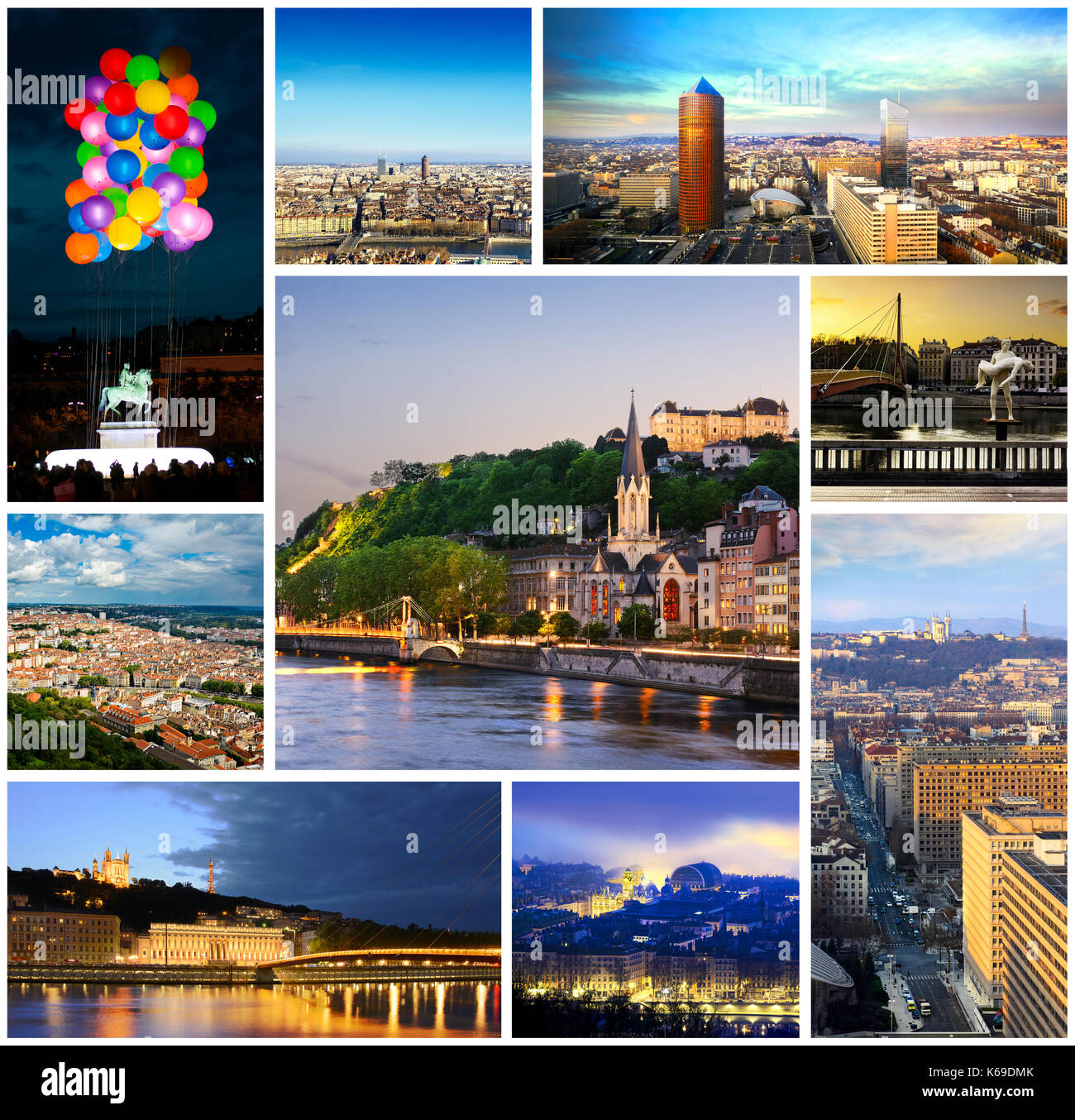 Lyon rectangular travel photo collage Stock Photo - Alamy