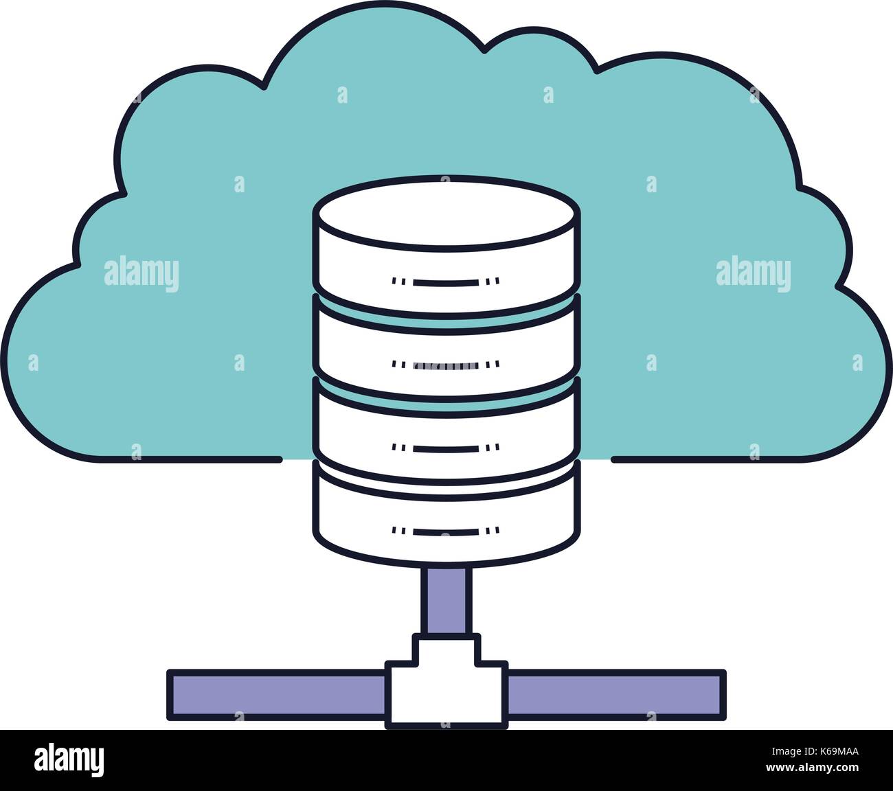 cloud and network server storage icon in color section silhouette Stock ...