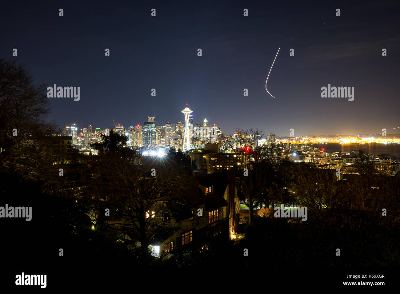 Long Exposure picture of Downtown Seattle, Washington, USA, during the ...