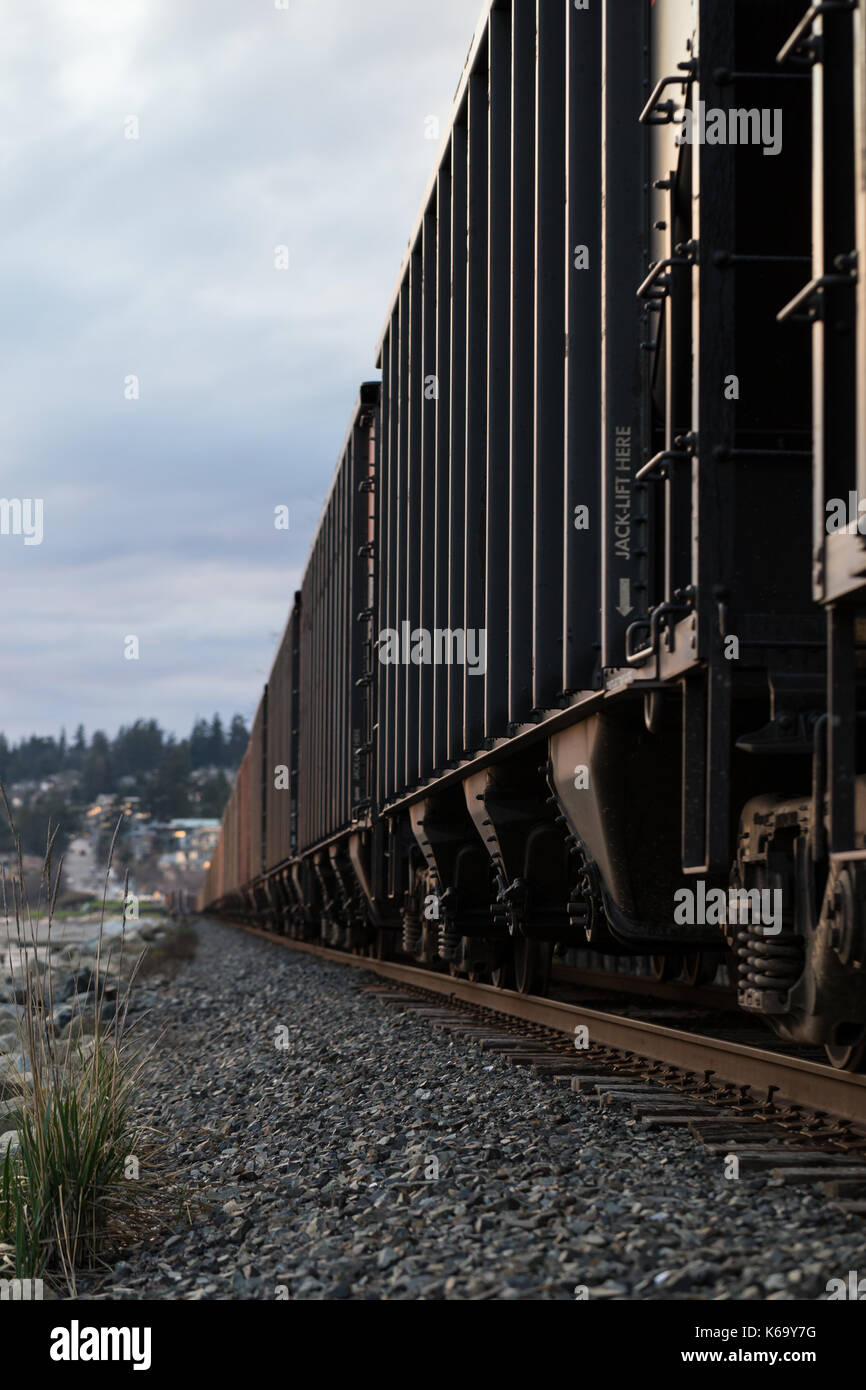 Train riding through Whiterock, British Columbia, Canada Stock Photo ...