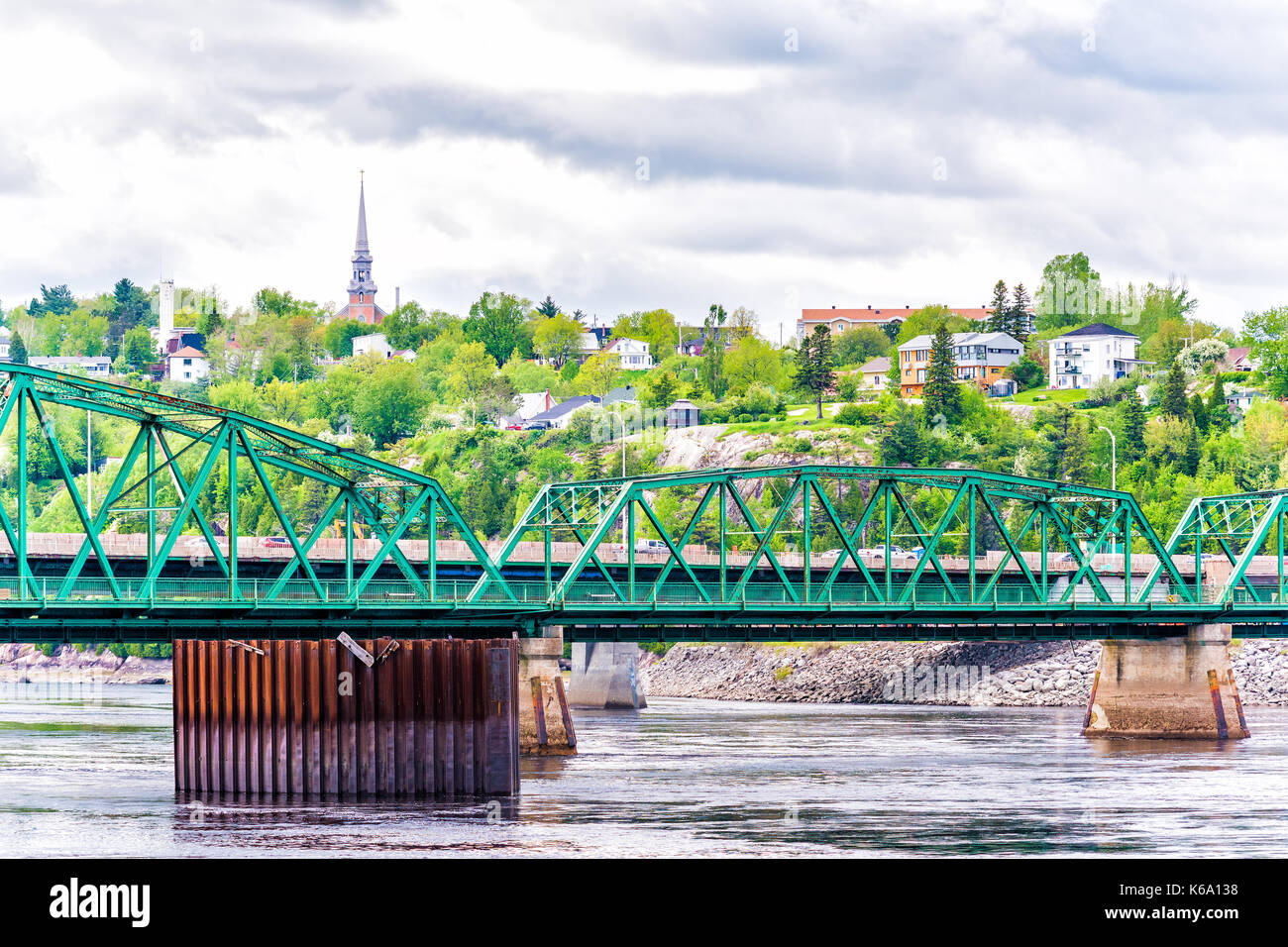 Cityscape of Saguenay, Canada, Quebec during summer with fjord river ...