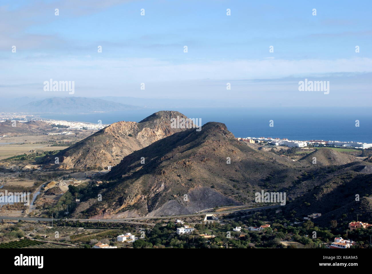 View towards the sea and down to Mojacar Playa from Mojacar Pueblo ...