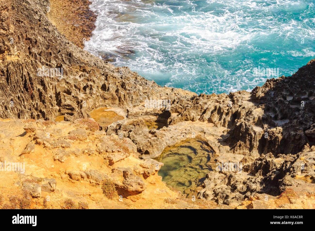 Rock pool above the Grotto - Port Campbell, Victoria, Australia Stock ...