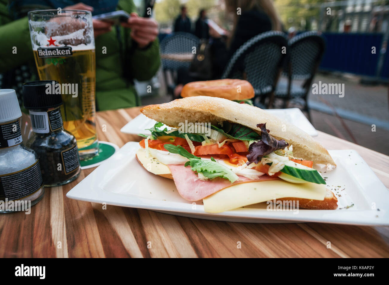 Amsterdam, Netherlands - 27 April, 2017: A huge tasty sandwich and ...