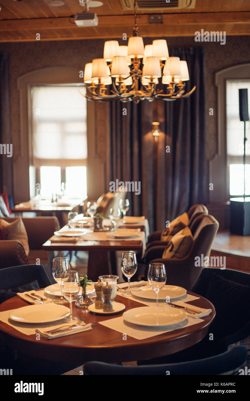 Interior of a modern restaurant, classical design, by day Stock Photo ...