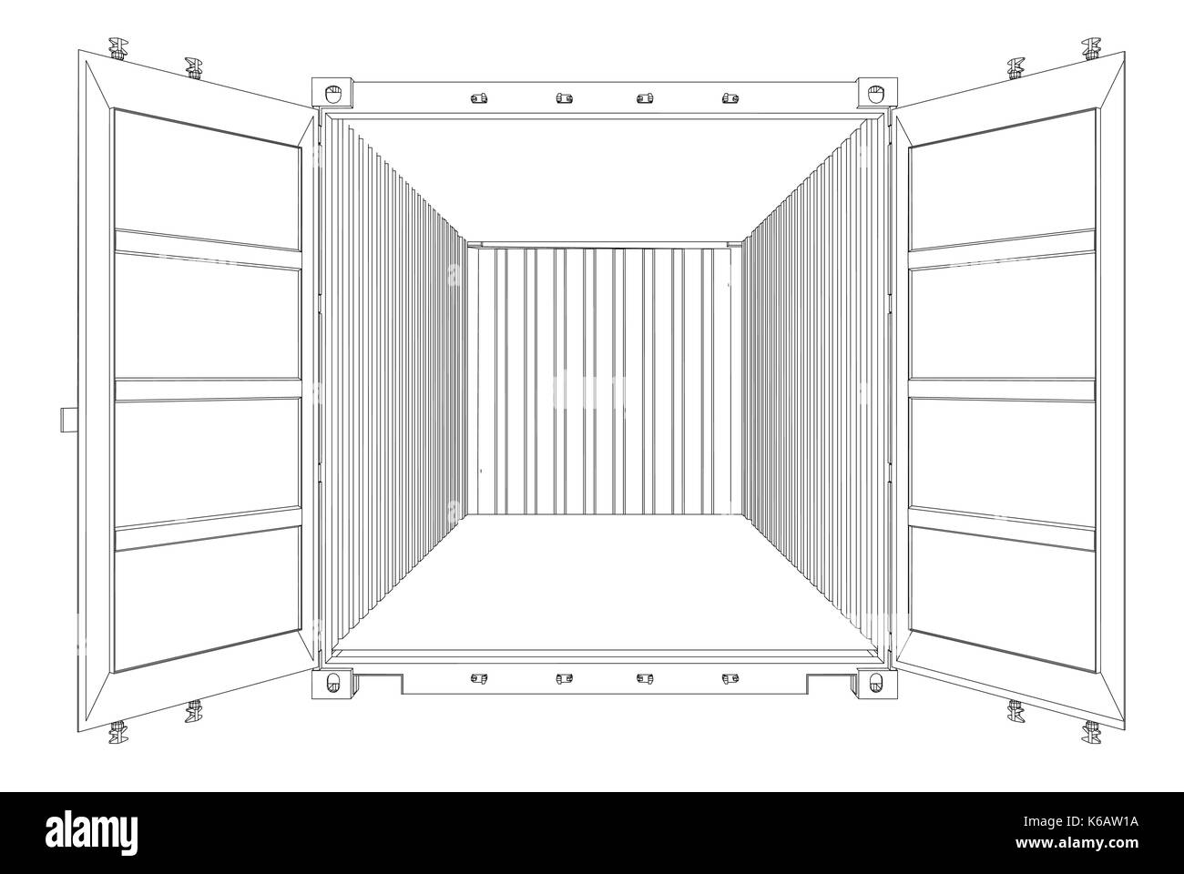 Open Empty Cargo Container. Wire-frame style Stock Vector Image & Art ...
