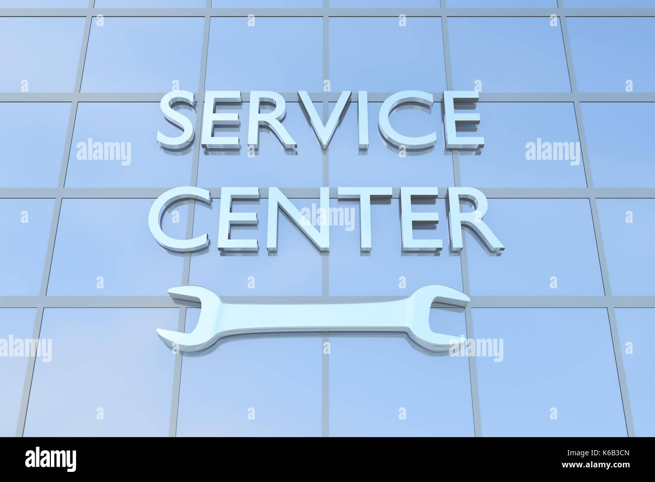 3D illustration of office building with the script "SERVICE CENTER ...