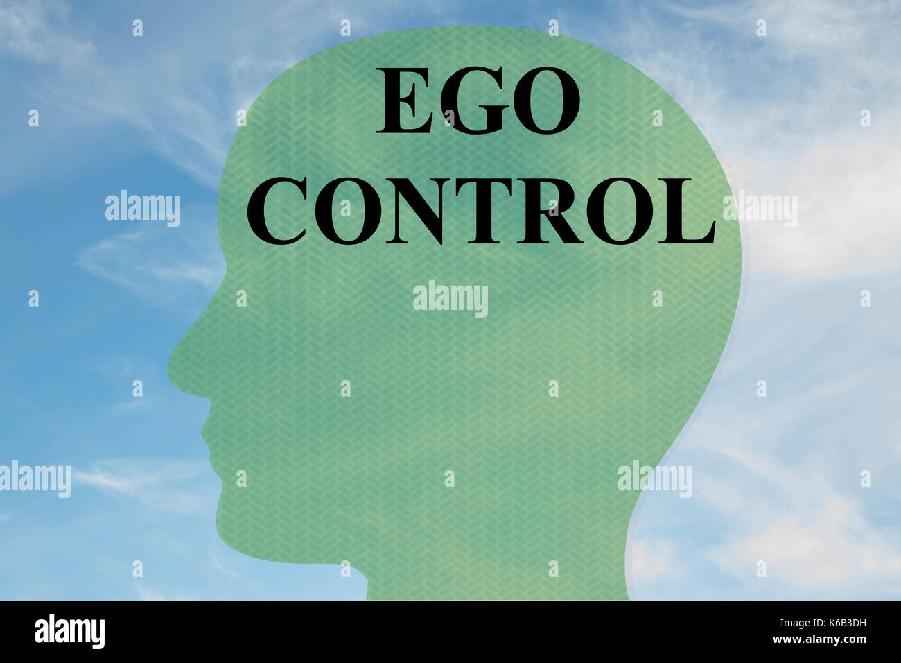 Render illustration of "EGO CONTROL" title on head silhouette, with ...