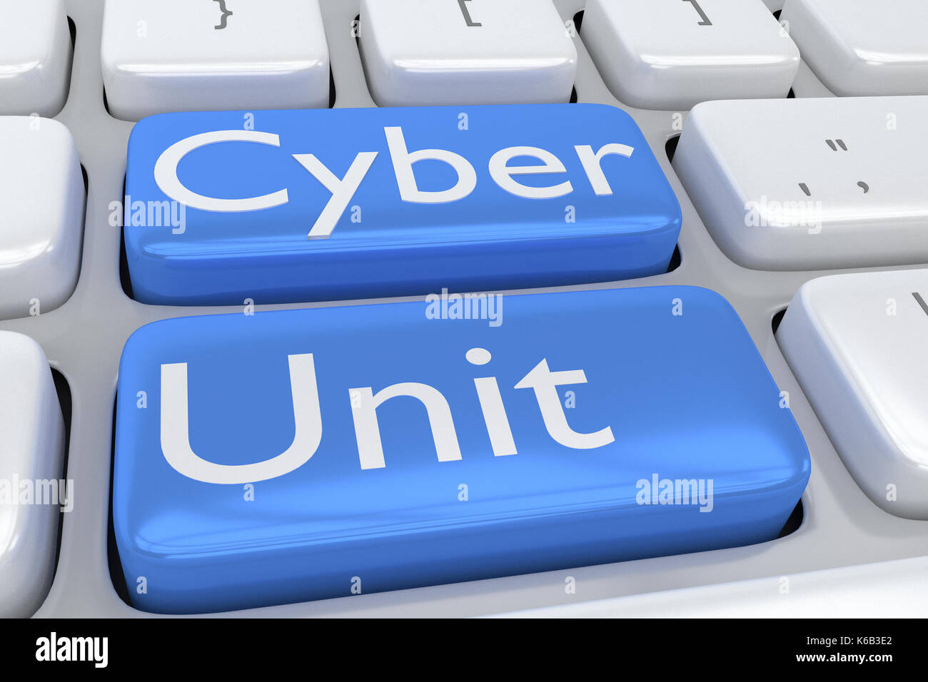 3d Illustration Of Computer Keyboard With The Script Cyber Unit On Two Adjacent Blue Buttons