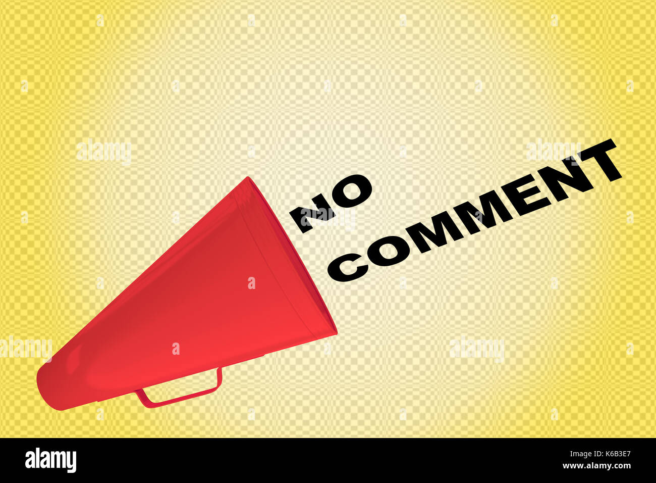 3D illustration of "NO COMMENT" title flowing from a loudspeaker Stock ...