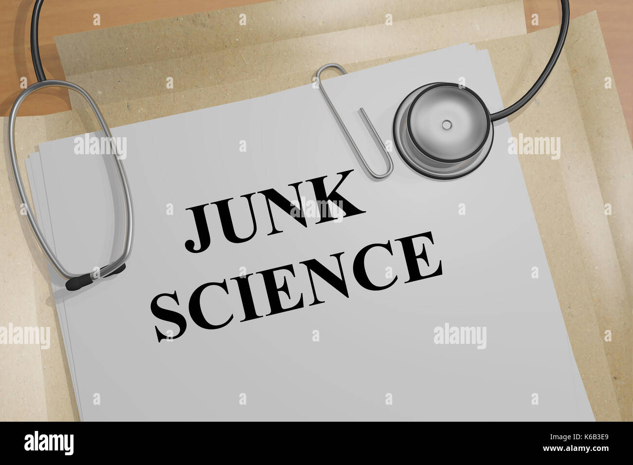 3D illustration of "JUNK SCIENCE" title on a medical document Stock ...