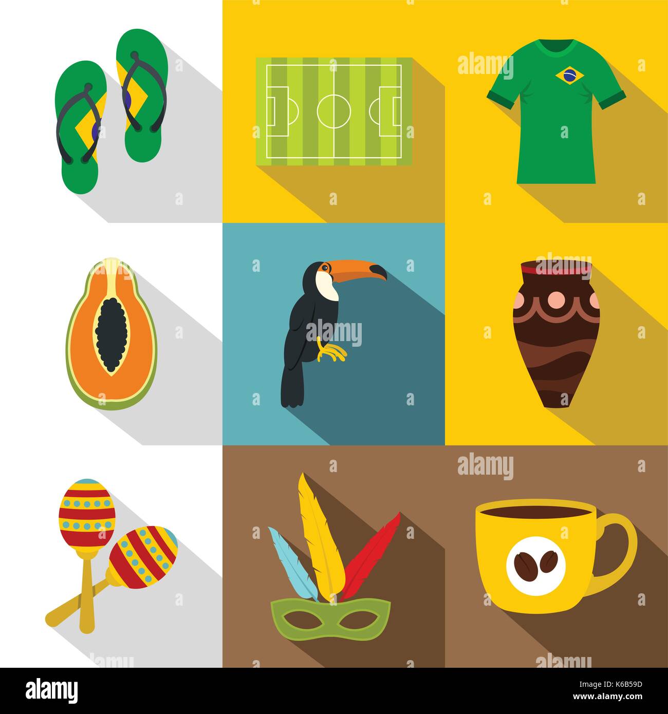 Symbols of Brasil icon set, flat style Stock Vector Image & Art - Alamy