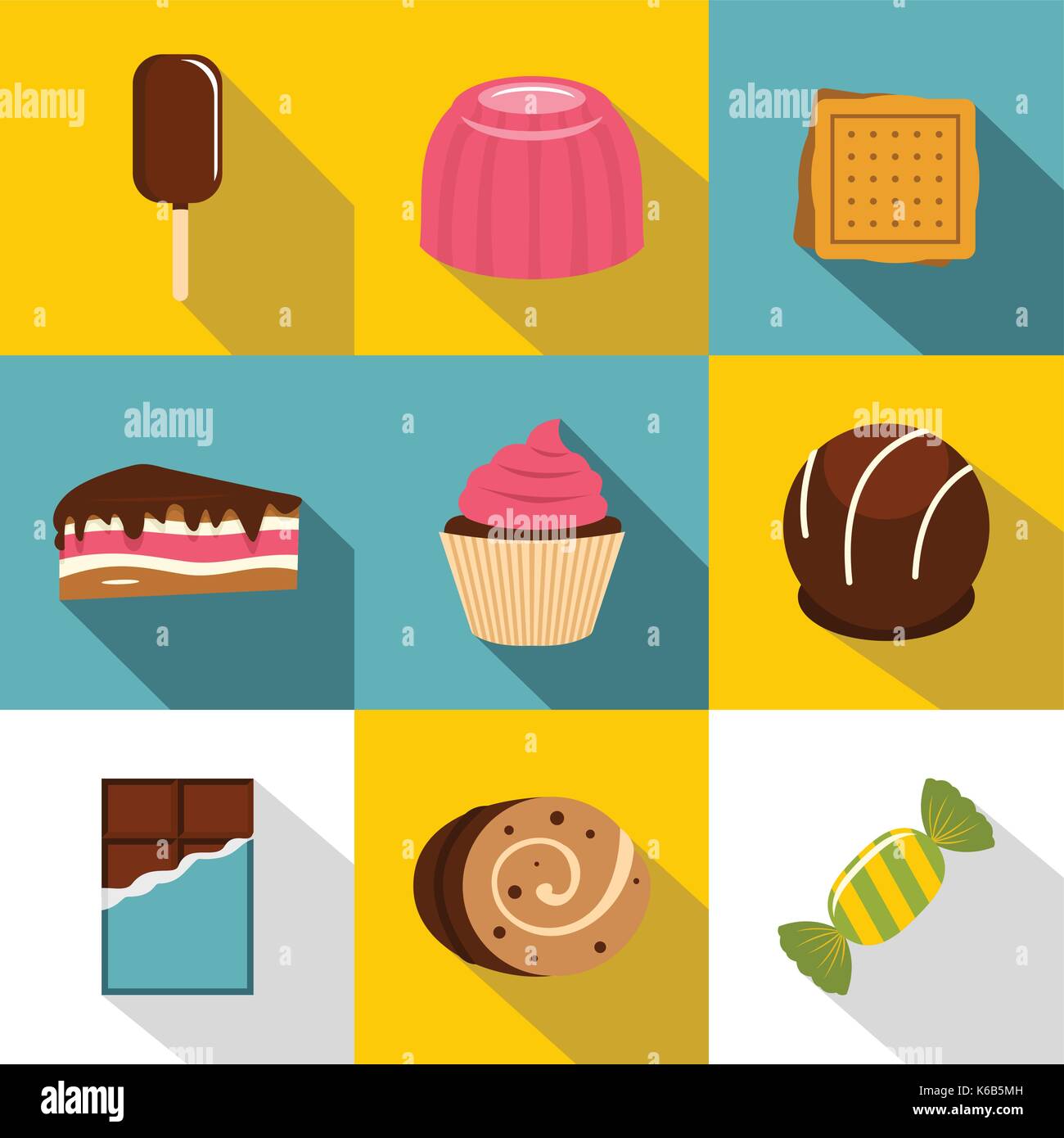 Sweet food icon set, flat style Stock Vector Image & Art - Alamy