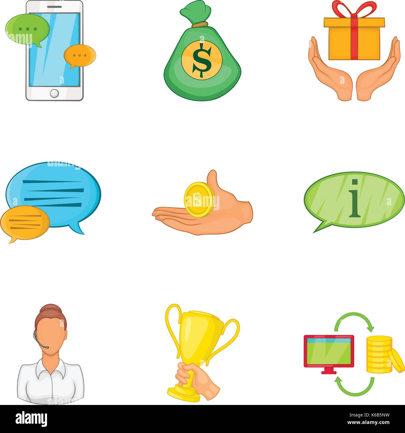 Mobile banking support icon set, cartoon style Stock Vector Image & Art ...