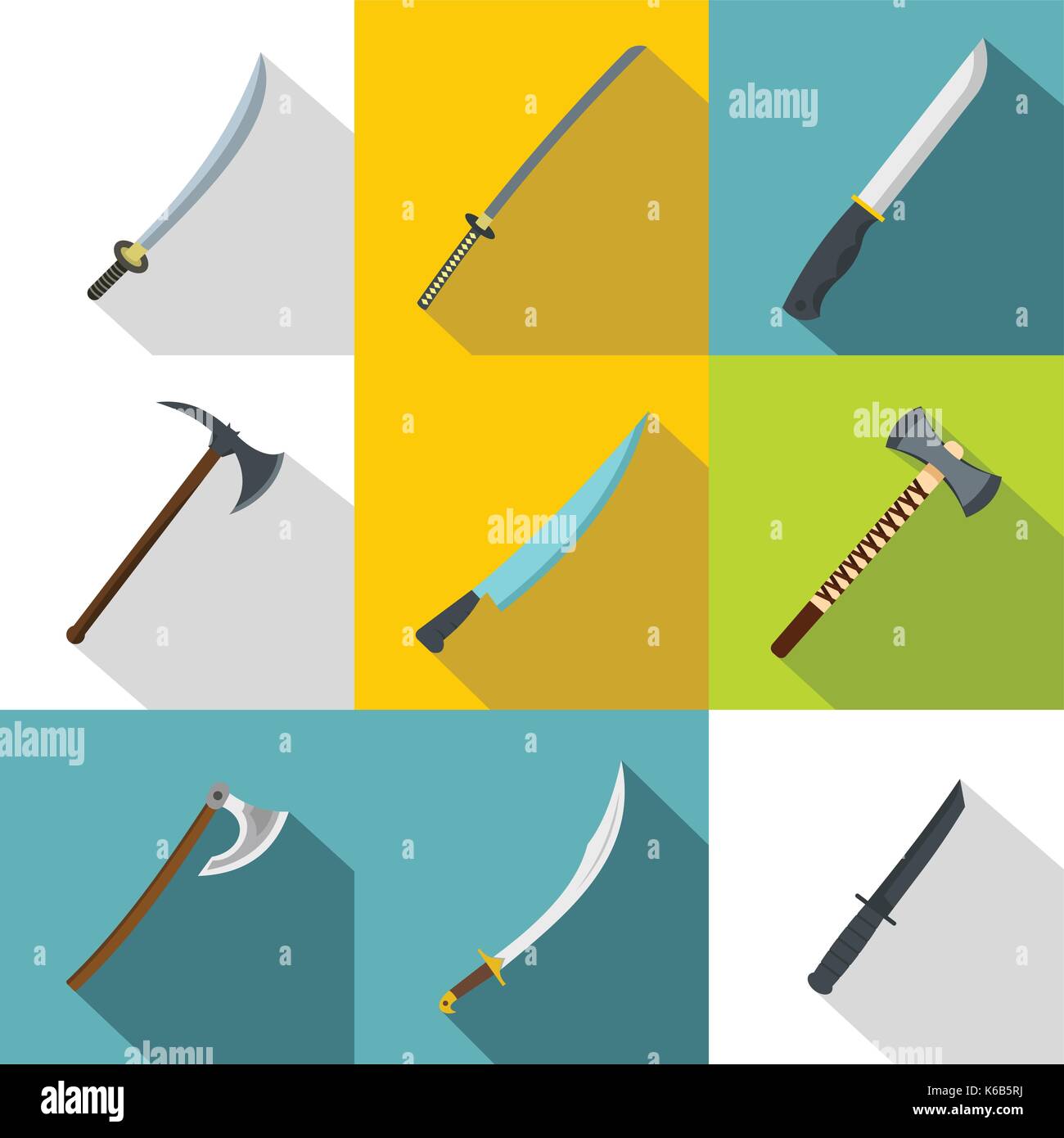 Military steel weapons icon set, flat style Stock Vector Image & Art ...